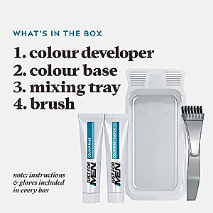 Just For Men Moustache & Beard M45 - Dark Brown Black Dye, Eliminates Grey For a Thicker & Fuller Look With An Applicator Brush Included – M45