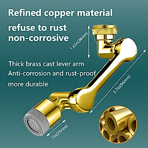 HYERIS 1080° Swivel Faucet Aerator,Twist and Swivel Kitchen Bathroom Sink Aerator,Universal Robotic Arm,Pressurized Water Saving Faucet Aerator & Diverter Valve,Two Water Outlet Modes Nozzle.