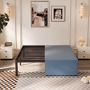 ALDRICH Queen Size Bed Frame with Fabric Cover Skirt, 16 Inch Metal Platform Bed Frame Queen with Storage Space Under Bed, Heavy Duty Steel Slat Support, Easy Assembly, No Box Spring Needed