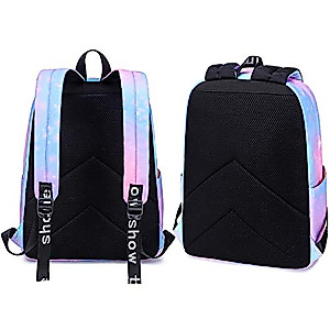 mygreen Cute Lightweight Rainow Flower School Backpack for Girls Laptop Backpack Teens Bookbag Galaxy Pink Purple