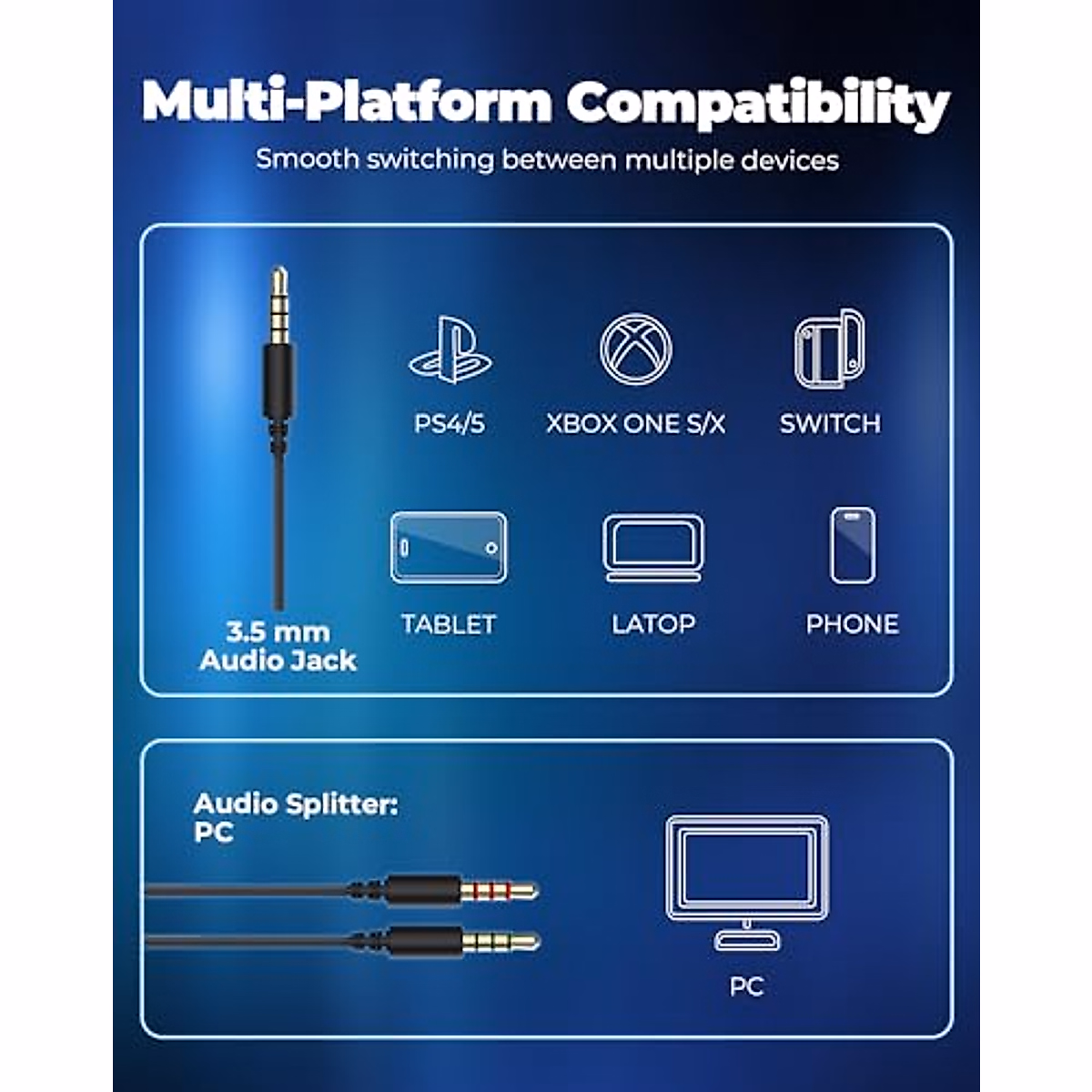 havit H2002d Gaming Headsets for PS4,PC, 50MM Drivers Surround Sound PS5 Headset with Mic Gaming Headphones with Mic Durable Aluminum Frame Valentines Gifts for Men