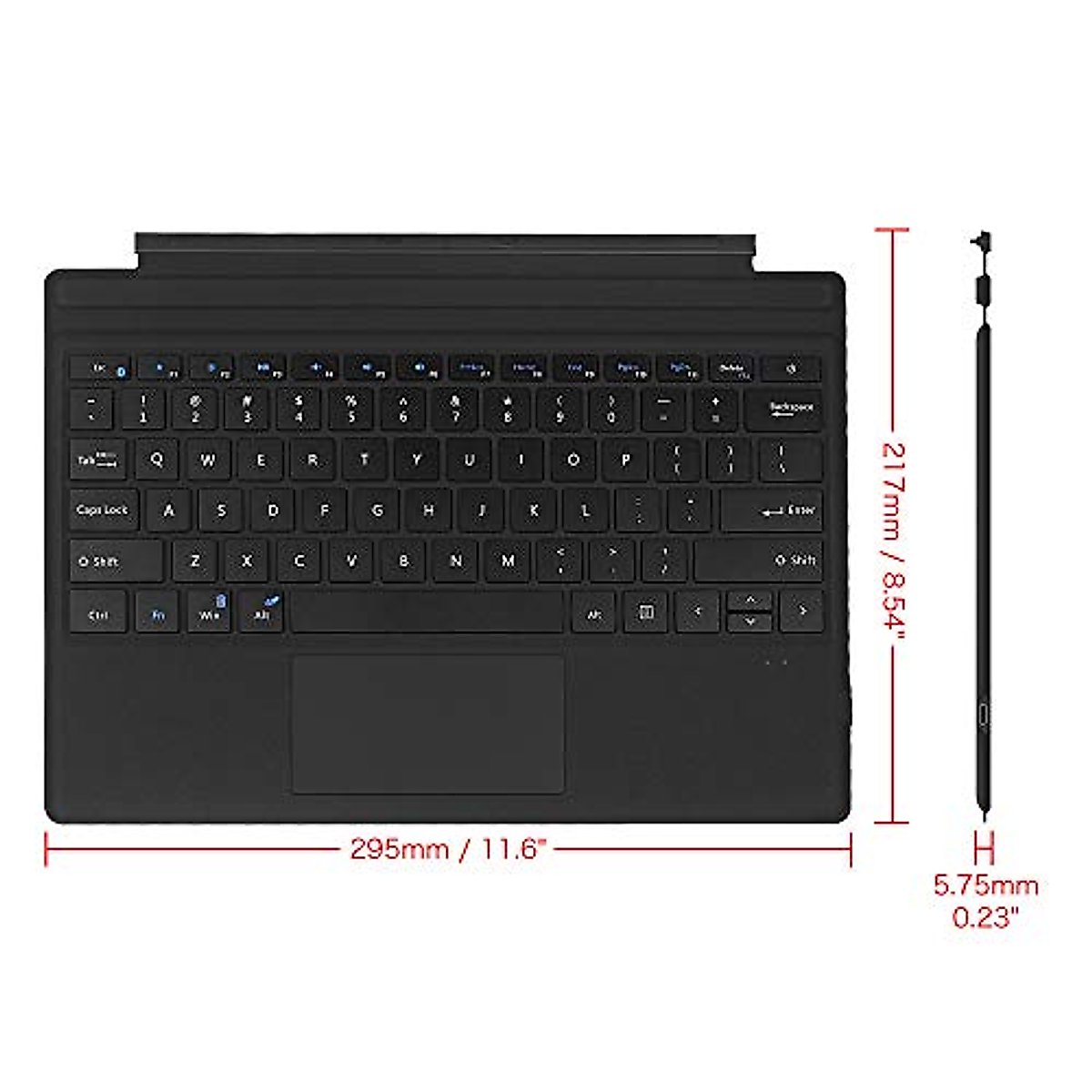 Fintie Type Cover for Microsoft Surface Pro 7 Plus/Pro 7 / Pro 6 / Pro 5 / Pro 4 / Pro 3, Ultrathin Portable Wireless Bluetooth Keyboard with Built-in Rechargeable Battery (Black)