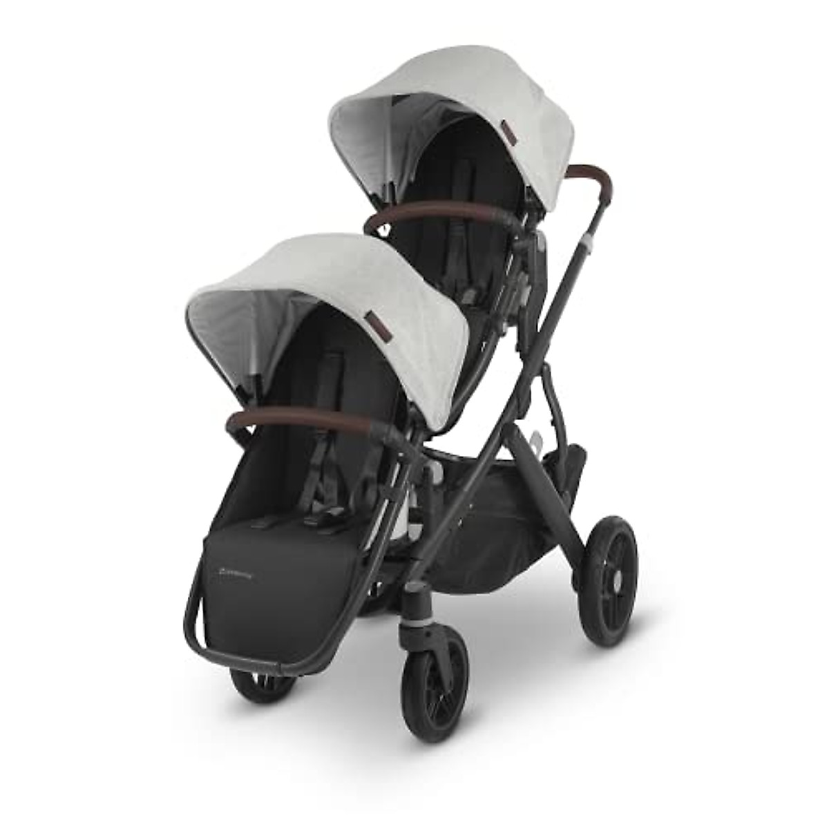 Vista V2 Stroller -Anthony (White & Grey Chenille/Carbon/Chestnut Leather) + Upper Adapters + RumbleSeat V2 - Anthony (White & Grey Chenille/Carbon/Chestnut Leather)