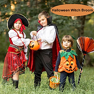 Halloween Witch Broom Plastic Witch Broomstick with Detachable Handle, Halloween Cosplay Costume Props, Halloween Masquerade Dress Up Costume Decoration, Witch Flying Broomstick (Orange)