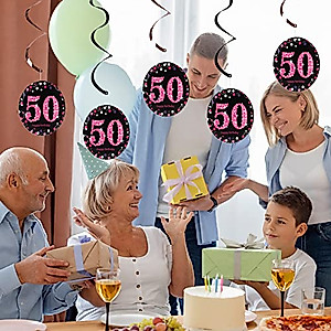 Birthday Hanging Swirls Decorations,Happy 50 Year Old Birthday Swirls Supplies,50th Hanging Swirl Decor,Birthday Party Rose Gold Hanging Swirls Ceiling Decorations Shiny Foil Swirls