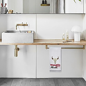 OHSUL Grandma Kitchen Towels,Wranglin Abuela Western Bull Skull Kitchen Towels Dish Towels Dishcloth,Abuela Gifts in Spanish,Abuela, Abuela Gifts from Grandchildren