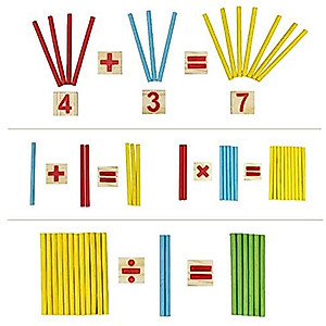 KUTOI Counting Number Blocks and Sticks | Montessori Toys for Kids Learning| Homeschool Supplies for Math manipulatives | Toddlers Educational Wooden rods with Storage Tray