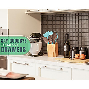 Comfify Bamboo Utensil Holder For Countertop - Large Upright Modern Organizer - Utensil Crock for Kitchen Counter