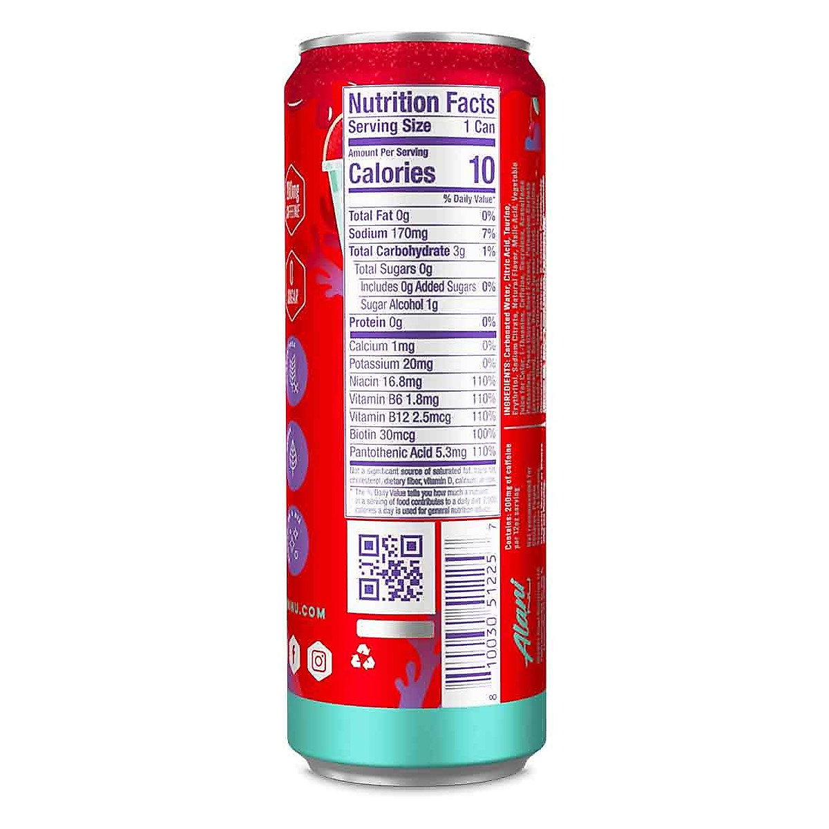 Alani Nu CHERRY SLUSH Sugar Free, Low Calorie Energy Drinks | 200mg Caffeine | Pre Workout Performance with Antioxidants | Biotin B Vitamins | Zero Sugar | 10 Calories | 12 Fl Oz Cans (12 Pack)