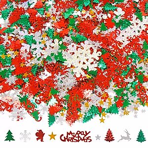 FOIMAS 7200pcs Christmas Confetti,Snowflake Santa Claus Metallic Foil Sequins Glitter Table Scatters for Party Decoration