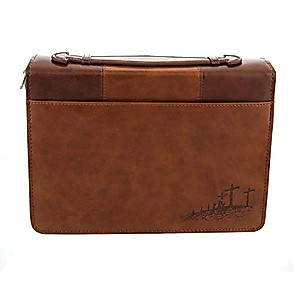 Christian Art Gifts Men/Women's Classic Bible Cover Gospel John 3:16, Brown Faux Leather, Large