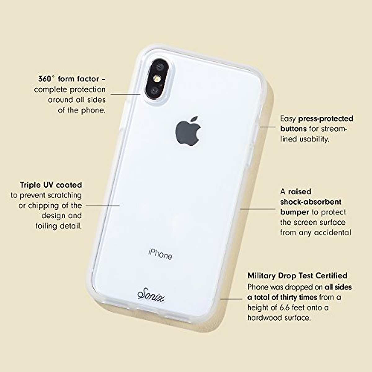 Sonix Clear Case for iPhone Xs Max and Tempered Glass Screen Protector [Military Drop Test Certified] Clear Case and Screen Protector Bundle Pack for Apple iPhone Xs Max