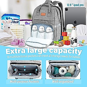 Fandiar Diaper Bag Backpack, Diaper Bag with Changing Station Baby Diaper Bags for Boys Girls Portable Large Capacity Waterproof Mommy Bag Bassinet Travel Backpack, Baby Shower Gifts