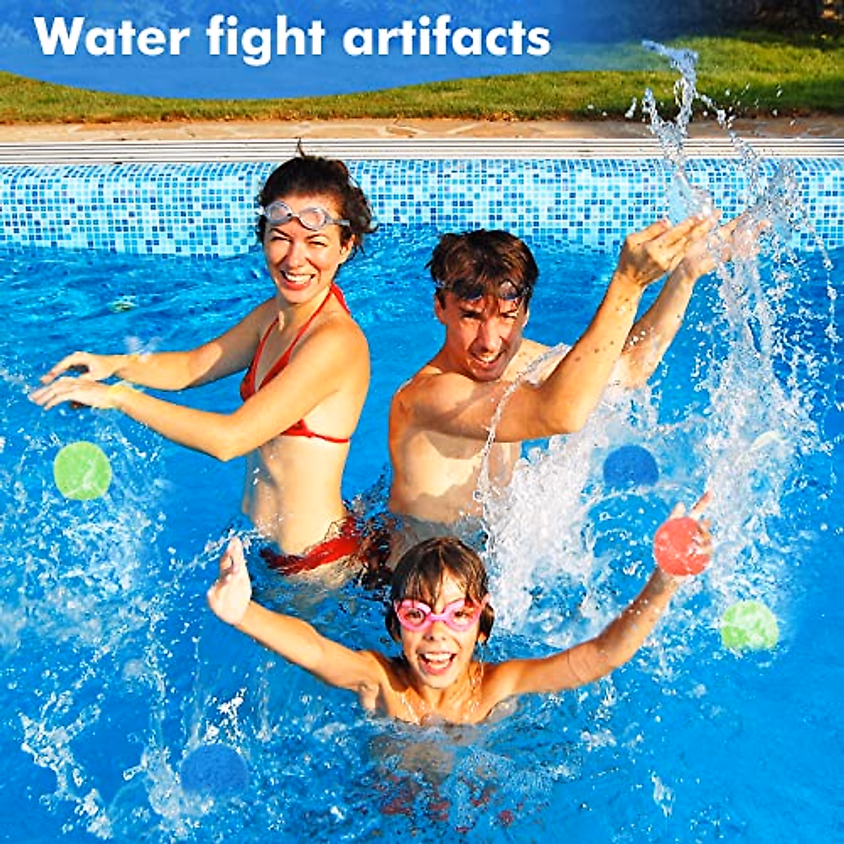 Reusable Water Balloons, 70 Pcs Water Balls, Cotton Balls for Water Fight Outdoor, Splash Summer Fun Toys for Kids Outside, Water Soaker Balls for Pool Trampoline and Beach, Summer Activities Balls