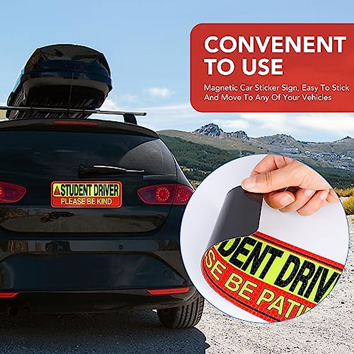 DIYMAG 6Pcs Student Driver Sticker Magnet for Car, Please Be Patient New Drivers Glow in Dark Accessories Magnetic Novice New Drivers Sticker Safety Warning Magnetic Vehicle Signs Reusable