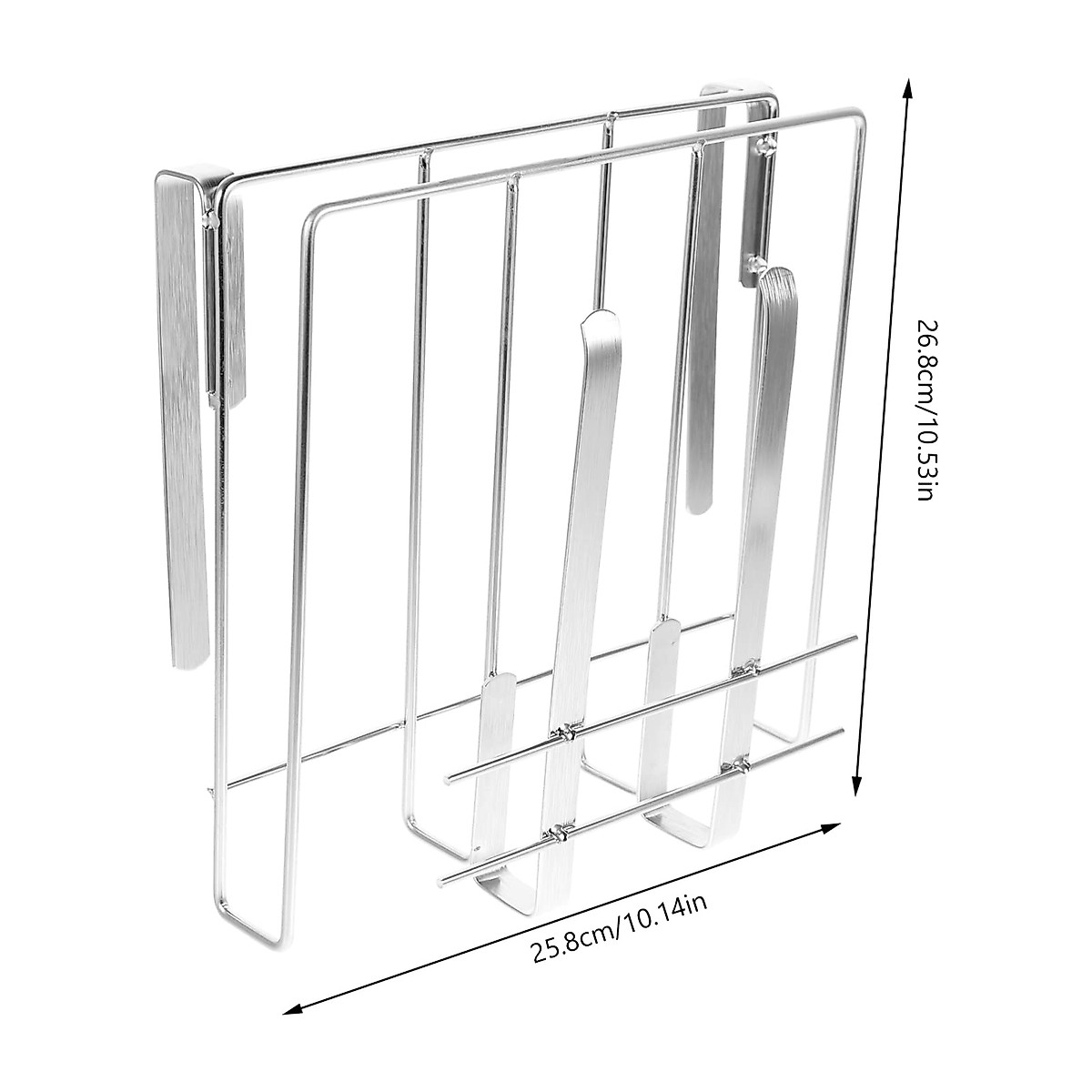 SHERCHPRY Kitchen Countertop Storage Rack Metal Cutting Board Holder Under Cabinet Shelf Pot Pan Lids Rack Organizer Shelf Stand Silver