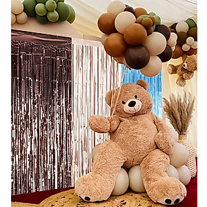 Teddy Bear Theme Baby Shower Decorations Teddy Bear Theme Birthday Party Decorations Teddy Bear Party Backdrop Blue Tan Brown Foil Curtains