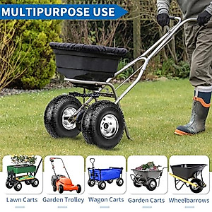 phepetroll 4.10/3.50-4 Tires and Wheels Flat Free 10 Inch Solid Tires Replacement with 5/8" Axle Bore Hole, 8 Spacers & 4 Pins, for Cart, Garden Wagon, Wheelbarrow, Hand Truck, Trolley, Lawn Mower, 2P