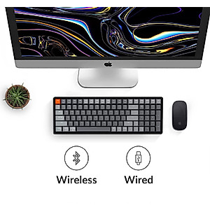 Keychron K4 Wireless Bluetooth/USB Wired Gaming Mechanical Keyboard, Compact 100 Keys RGB LED Backlit Gateron Brown Switch N-Key Rollover, Aluminum Frame for Mac Windows, Version 2