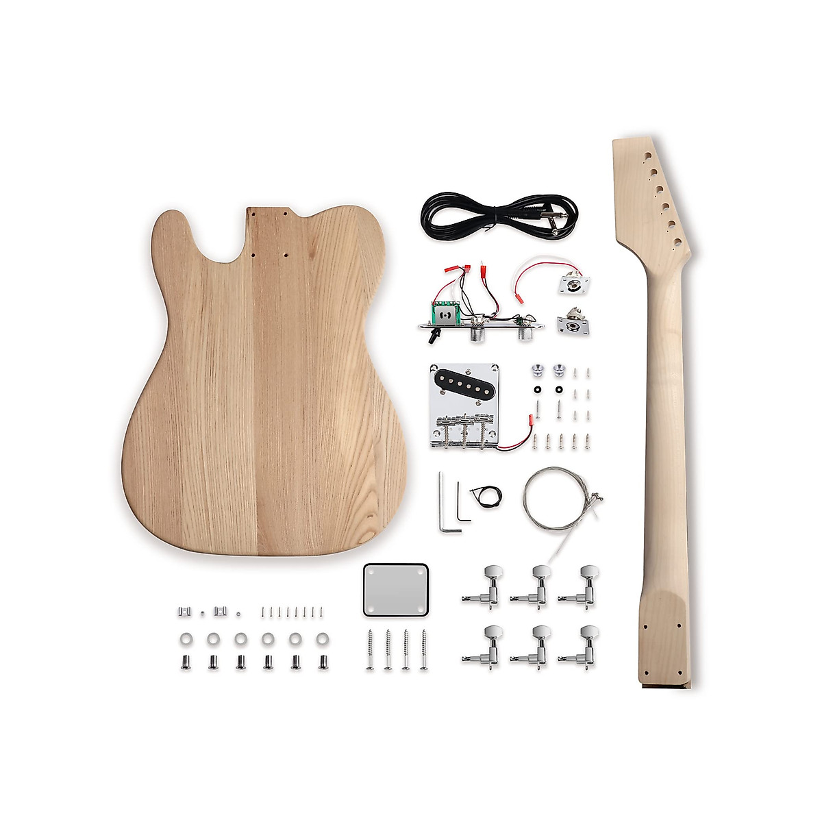 Fistrock DIY Electric Guitar Kit Beginner Kit 6 String Right Handed with Ash Body Hard Maple Neck Rosewood Fingerboard Chrome Hardware Build Your Own Guitar.