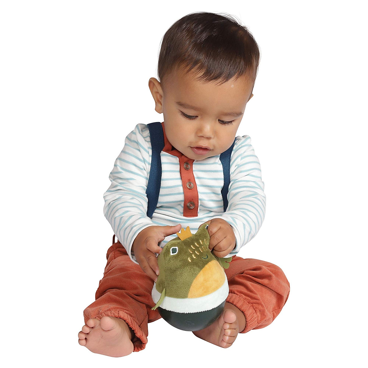 Manhattan Toy Wobbly Bobbly Frog Weighted, Soft Silicone Wobble Ball with Embroidered Plush Baby & Toddler Toy