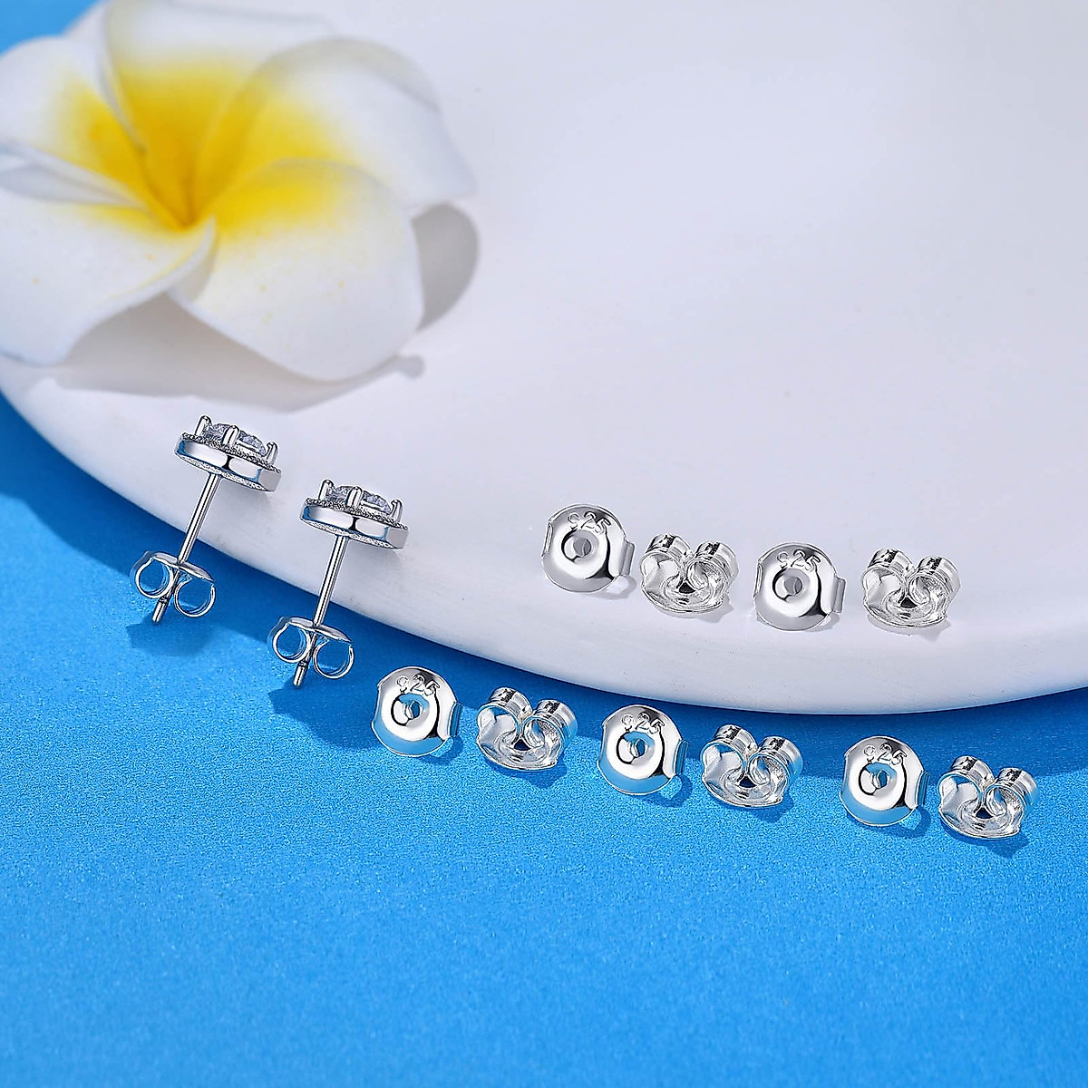 Earring Backs for Studs, Moconar 12PCS 925 Sterling Silver Earring Backs Replacements, Hypoallergenic Earring Backs Secure Ear Locking Pierced Earring Backs for Studs