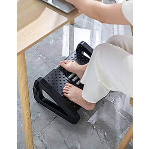 Ywbtflul Foot Rest for Under Desk at Work, Ergonomic 6 Heights Adjustable Footrest with Massage Roller, Portable Under Desk Foot Stool for Home,Office, Black