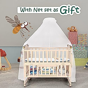 Styhigh 4 in 1 Convertible Crib, Portable Convert to Toddler Bed, Bassinet Bedside Sleeper, Playpen, 2 Leg Modes Baby Beds with Mattress & Mosquito Net,Adjustable Heigh Mini Crib CPC Certificated