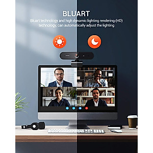 DEPSTECH Webcam with Microphone for Desktop, 2K QHD USB Web Cam with Auto Light Correction, Desktop Computer Camera Streaming Camera for Video Conferencing, Teaching, Streaming, and Gaming