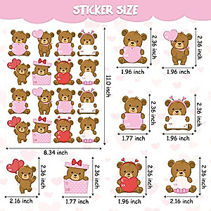 15Pcs Valentine's Day Gift Wrapping Stickers Valentines Bear Gift Tags Stickers Decoration, Valentines Name Writable Labels Decals Party Supplies Package Envelope Seals Cards Decoration