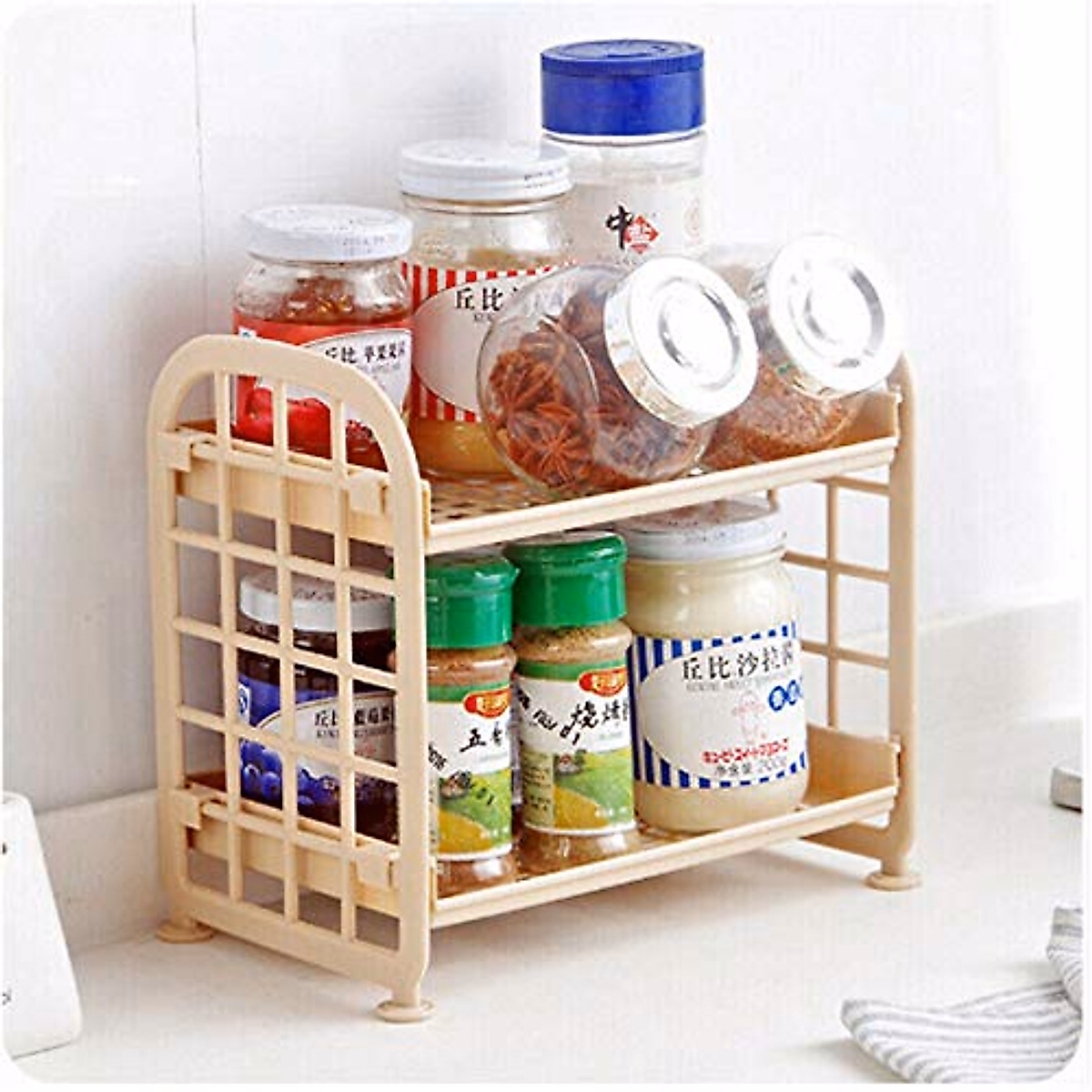 CHDHALTD Plastic Bathroom Storage Shelf,2 Layer Wall Coner Storage Rack, Home Organization Storage Shelf Holder for Kitchen Bathroom Coffee