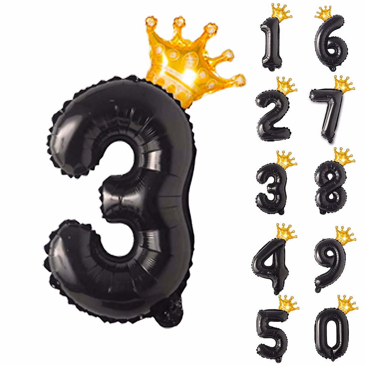 Gadeja Black Number Balloon(1), Digital crown Children's Birthday Party Decorative Balloons, Birthday Balloons Party supplies,Aluminum Film Balloon 32 Inch for Baby Shower Wedding and 1st Themed Party