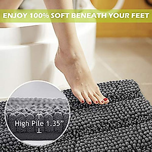 Grey Bath Rugs - Soft Large Bathroom Rugs Farmhouse Floor Cover Water Absorbent Bath Mat Shower Carpet for Toilet Door Way Kitchen Kids Baby, 60" x 24", 1 Pc