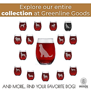 Golden Retriever Stemless Wine Glasses (Set of 2) | Unique for Dog Lovers | Hand Etched with Breed Name on Bottom