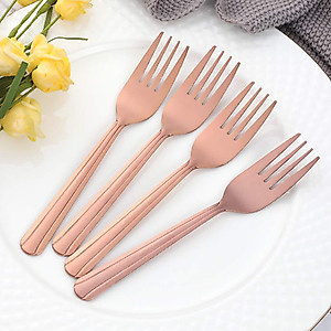 TUPMFG Salad Forks Set of 12, 6.2 Inch Stainless Steel Dessert Forks, Silverware Flatware Forks, Appetizer Forks with Clean Lines Handle for Tastings Cake Fruit, Dishwasher Safe- Rose Gold