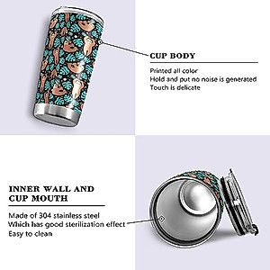 Jihqo Cute Sloths Brown Tumbler with Lid and Straw, Insulated Stainless Steel Tumbler Cup, Double Walled Travel Coffee Mug Thermal Vacuum Cups for Hot & Cold Drinks 12oz