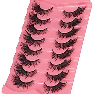 Mink Lashes Fluffy Fairy Cat Eye Lashes Wispy False Eyelashes Pack 18MM Natural False Lashes that Look Like Extensions 8 Pairs by Ruairie