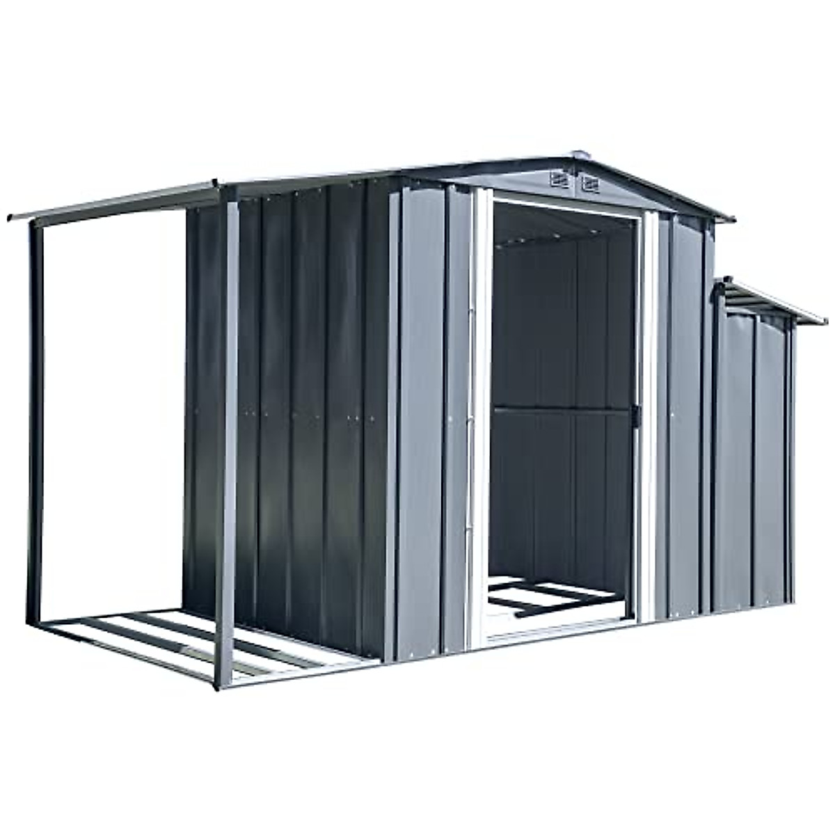 Arrow Sheds 10' x 5' Galvanized Steel 3-in-1 Pad-Lockable Outdoor Utility Storage Shed, Anthracite