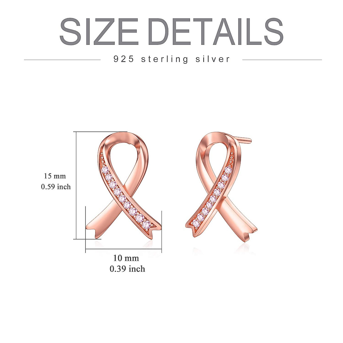 PEIMKO Breast Cancer Awareness Pink Ribbon Earrings, 925 Sterling Silver Breast Cancer Survivor Gifts for Women