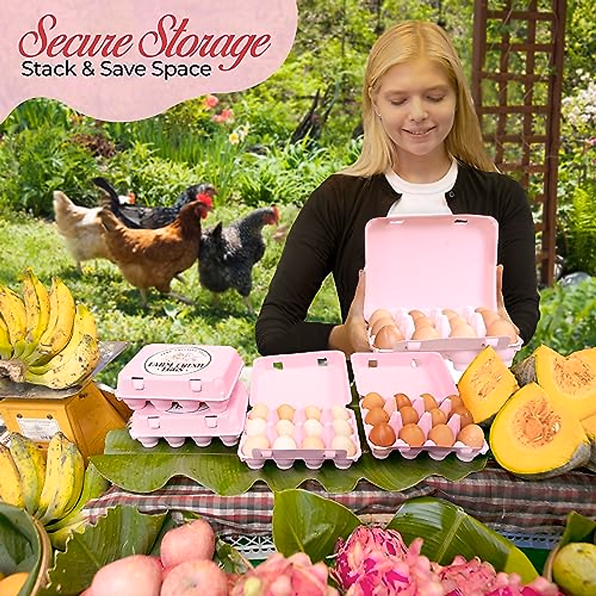 Cambell's Coop Paper Egg Cartons for Chicken Eggs- 3 X4 Egg Cartons Light Pink (25)