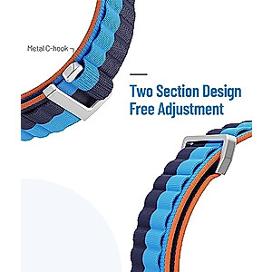 Nhoebwe Upgrade Alpine Loop Nylon Band Compatible with Apple Watch Band 49mm 45mm 44mm 42mm 41mm 40mm 38mm Men Women, Detachable Adjustable Metal C-Hook Strap for iWatch Series