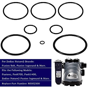 Black R0502500 O-Ring Reseal Kit for Nature2 Water Sanitizer Cleaner Aftermarket Oring Rebuild Kit, Fusion Inground, Fusion Soft,Polaris Scorpio Crystals, 280, 380, Back up Valve (8PCS)