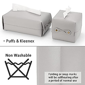 HELMDY Tissue Box Holder Rectangular: Modern Decorative PU Leather Organizer Tissue Box Cover 9.84"X5.51"X3.86" for Bathroom Vanity Countertop & Night Stands & Office Desk & Car (Gray)