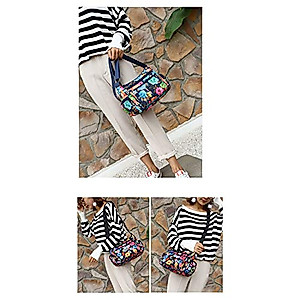 NOTAG Crossbody Bags for Women Nylon Shoulder Bag Floral Multi-Pocket Purses and Handbags (CH)