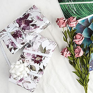 WRAPAHOLIC Wrapping Paper Roll - Beautiful Purple Floral Design for Wedding, Party, Birthday, Holiday, Baby Shower - 30 Inch x 33 Feet