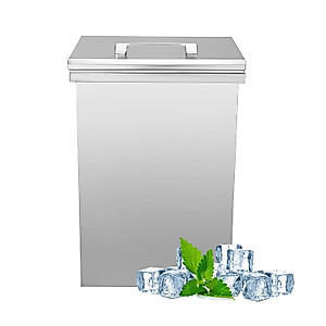 ETE ETMATE Outdoor Drop in Ice Chest W14'' D12'' H20'' Ice Chest Built-in Stainless Steel ice Bucket with Removable lid
