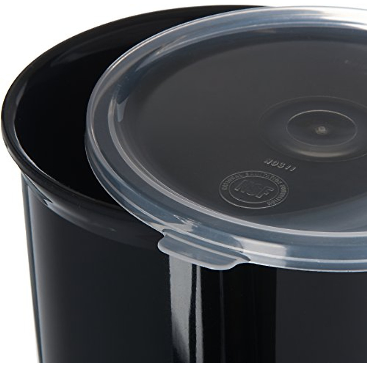 Carlisle FoodService Products Classic™ Round Storage Container with Lid, 1.2 Quart Crock, Black