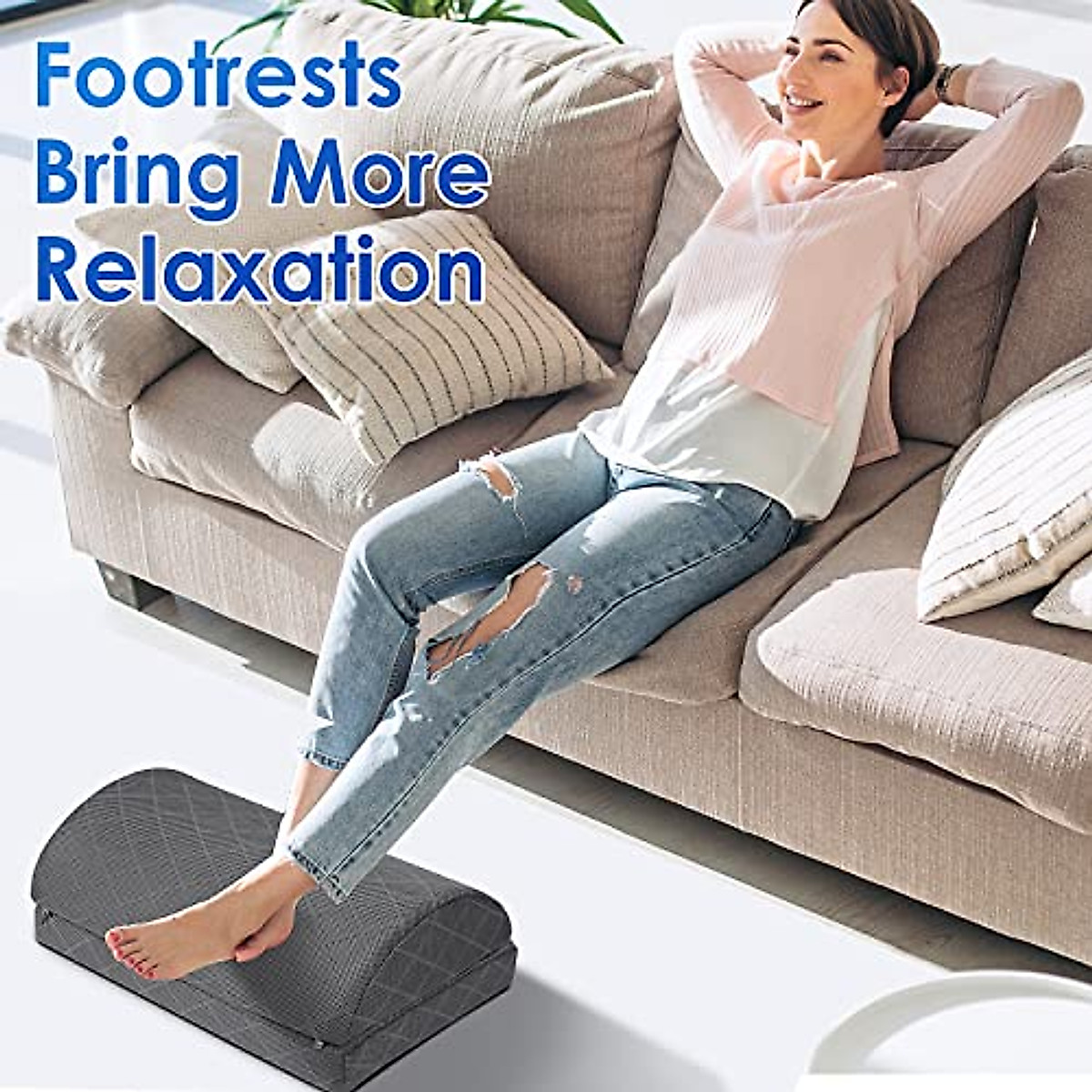 CushZone Foot Rest for Under Desk at Work Adjustable Foam for Office, Work, Gaming, Computer, Gift, Home Office Accessories Back & Hip Pain Relief (Grey)