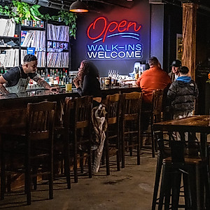 Vinray Large Open Walk Ins Welcom Neon Sign,Led Open Business Signs for Shop Bar Club Pub.Super Bright Light Red Open for Barber Shop or Restaurant,12V Powered.