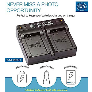 BM Premium 2-Pack of LP-E12 Batteries and USB Dual Battery Charger for Canon EOS-M, EOS M2, EOS M10, EOS M50, EOS M50 Mark II, EOS M100, EOS M200, SX70 HS, Rebel SL1 Digital Cameras